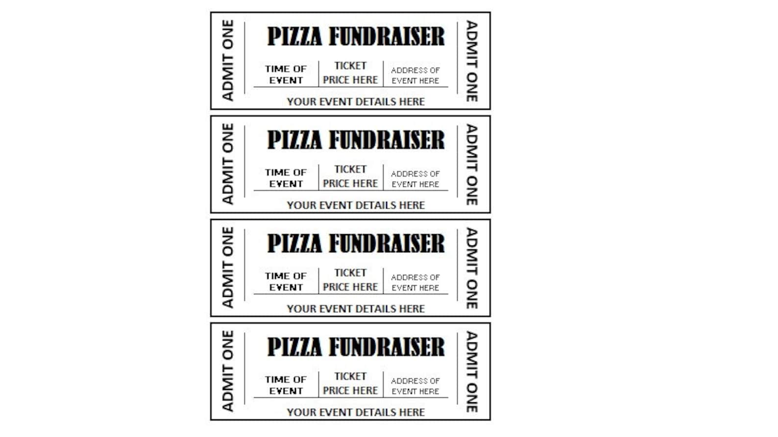 Editable Pizza Fundraiser, Food Ticket Printables, Editable Meal Ticket ...