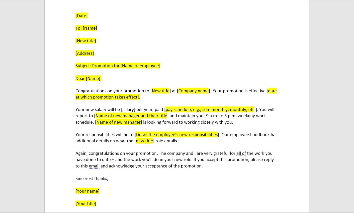 Letter of Promotion Template, Letter of Promotion, Promotion Letter ...