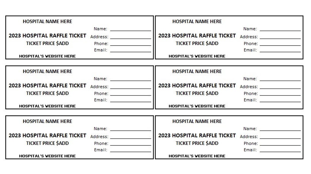 Editable Hospital Raffle Ticket, Hospital Raffle, Enter to Win ...
