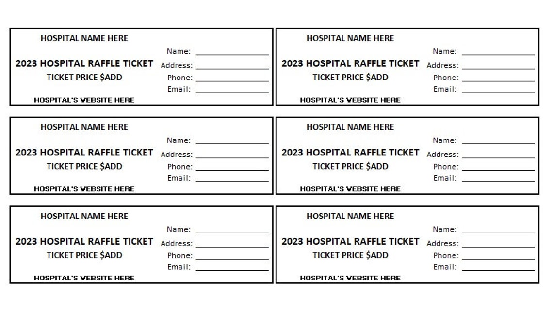 Editable Hospital Raffle Ticket, Hospital Raffle, Enter to Win ...