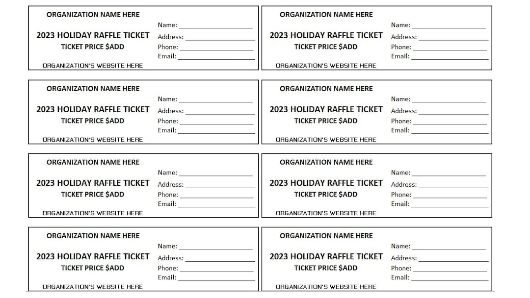 Editable Holiday Raffle Ticket, Holiday Raffle, Enter to Win Printable ...