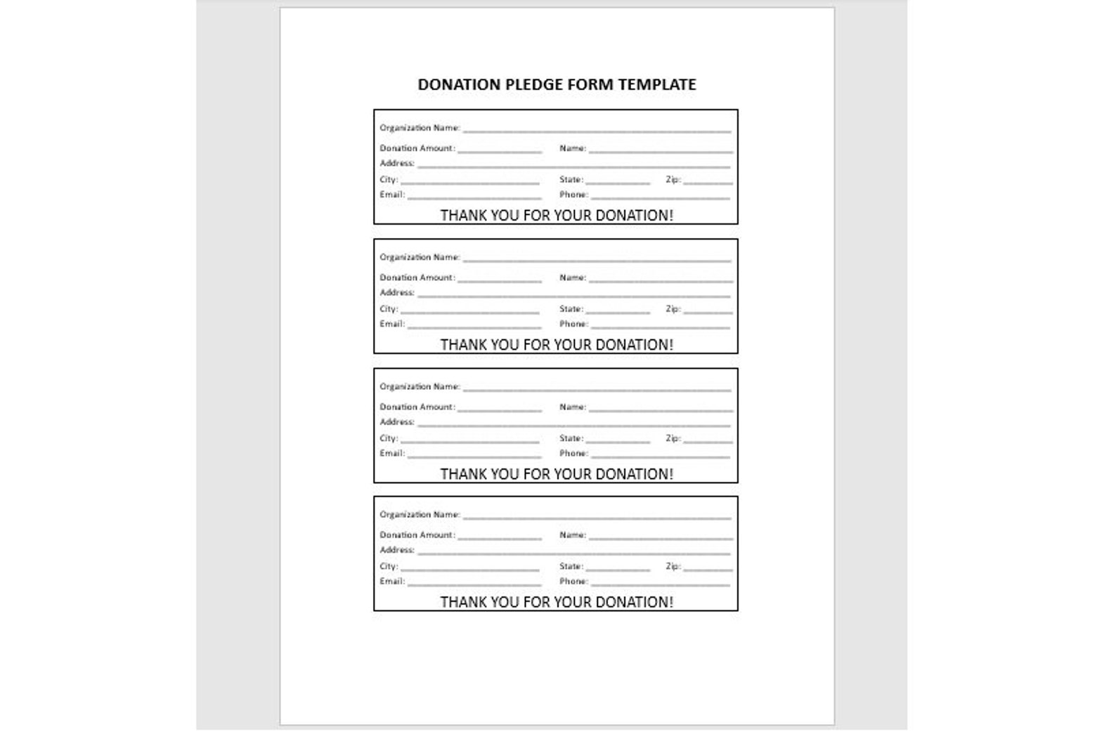 Editable Donation Pledge Form Template, Editable Word Template ...