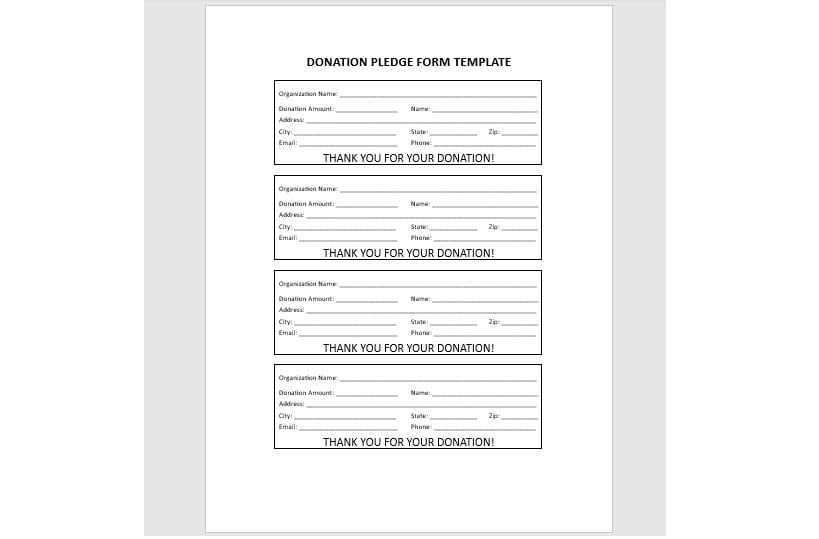 Editable Donation Pledge Form Template, Editable Word Template ...