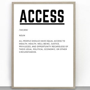 Access Definition, Social Justice Print, Equality Print, Diversity ...