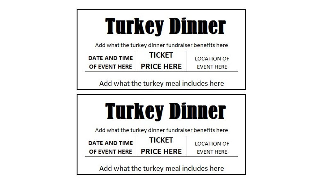 Fundraiser Ticket, Turkey Dinner Fundraiser Ticket, Turkey Dinner ...