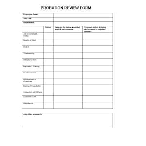 New Hire Probation Form Template, New Hire Probation Form, Probation ...