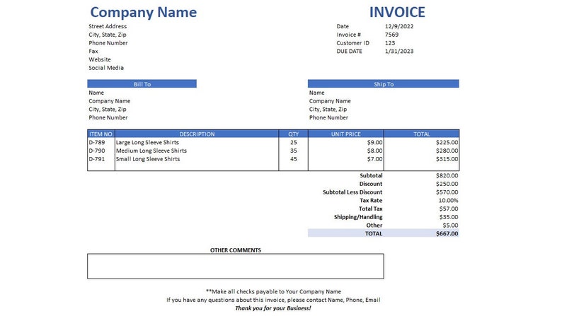 Editable Shipping Invoice Template, Shipping Invoice Template, Invoice ...