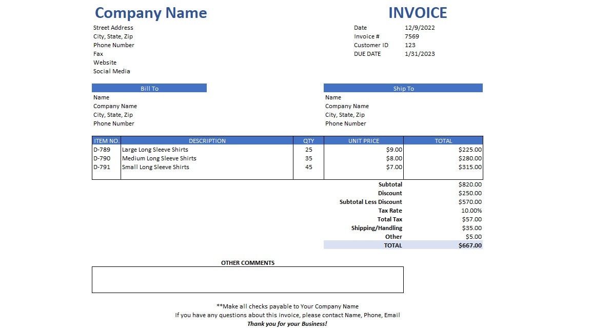 Editable Shipping Invoice Template, Shipping Invoice Template, Invoice ...