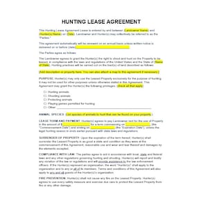 Hunting Lease Agreement, Hunting Lease Agreement Template, Hunting ...