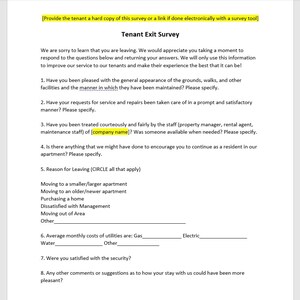 Tenant Move Out Survey Template, Tenant Move Out Survey , Move Out ...