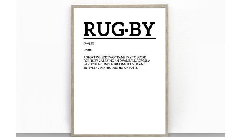 Rugby Definition, Rugby Decor, Definition Print, Sports Wall Art, Rugby ...