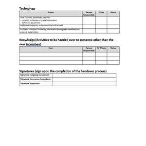 Role Handover Template, Role Handover, Job Role Handover, Word Template ...