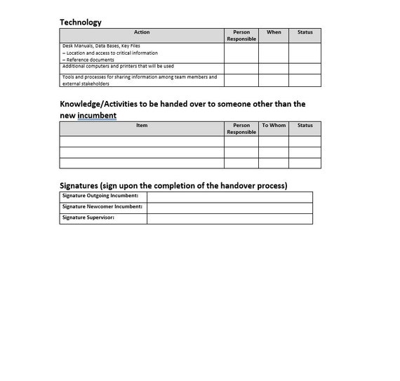 Handover Document Work Handover Report Template In Word, Adobe XD,