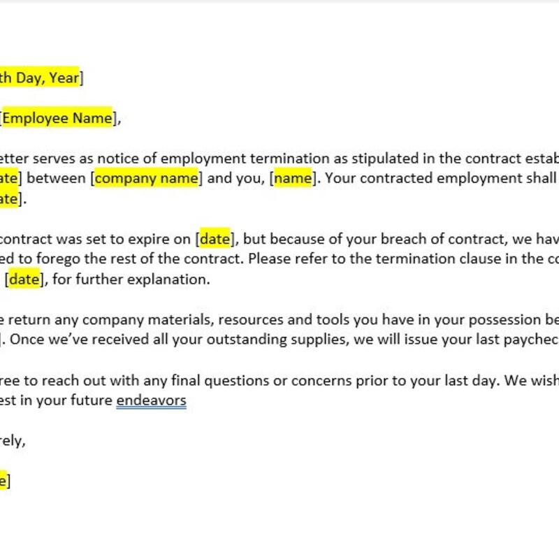 Employee Separation Letter - Etsy