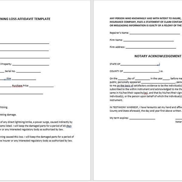 Affidavit Template - Etsy