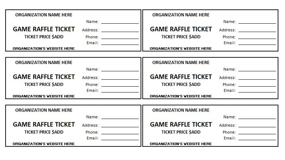 Editable Game Raffle Ticket, Game Raffle, Enter to Win Printable Ticket ...