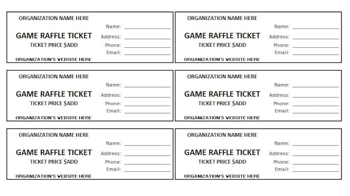Editable Game Raffle Ticket, Game Raffle, Enter to Win Printable Ticket ...