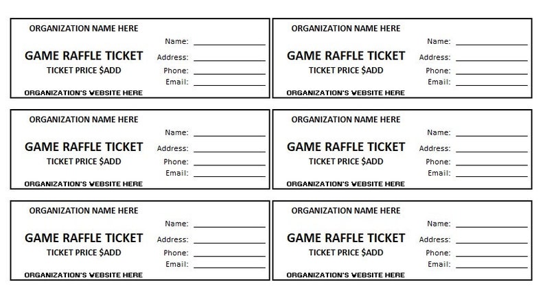 Editable Game Raffle Ticket, Game Raffle, Enter to Win Printable Ticket ...