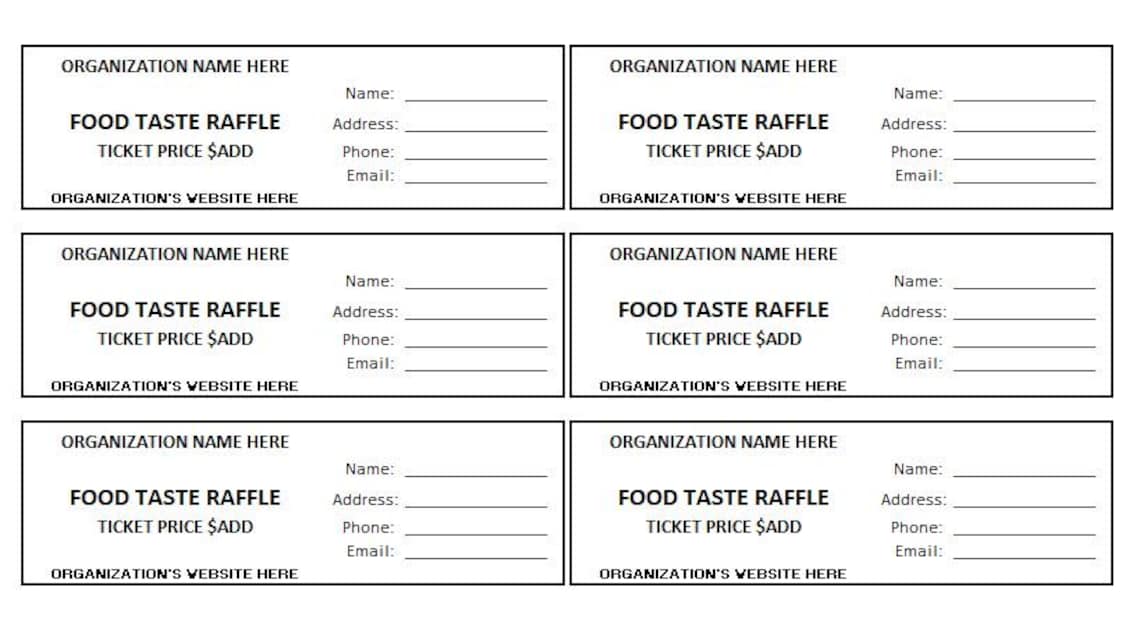 Editable Food Taste Raffle Ticket, Food Taste Raffle, Enter to Win ...