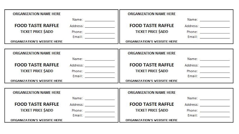 Editable Food Taste Raffle Ticket, Food Taste Raffle, Enter to Win ...