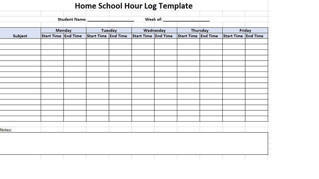 Homeschool Teacher, Homeschool Template, Home School Hours Log, Home ...