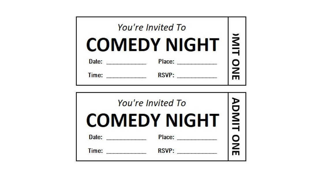 Editable Comedy Event Ticket, Comedy Ticket Printables, Editable Comedy ...