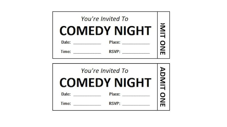 Editable Comedy Event Ticket, Comedy Ticket Printables, Editable Comedy ...