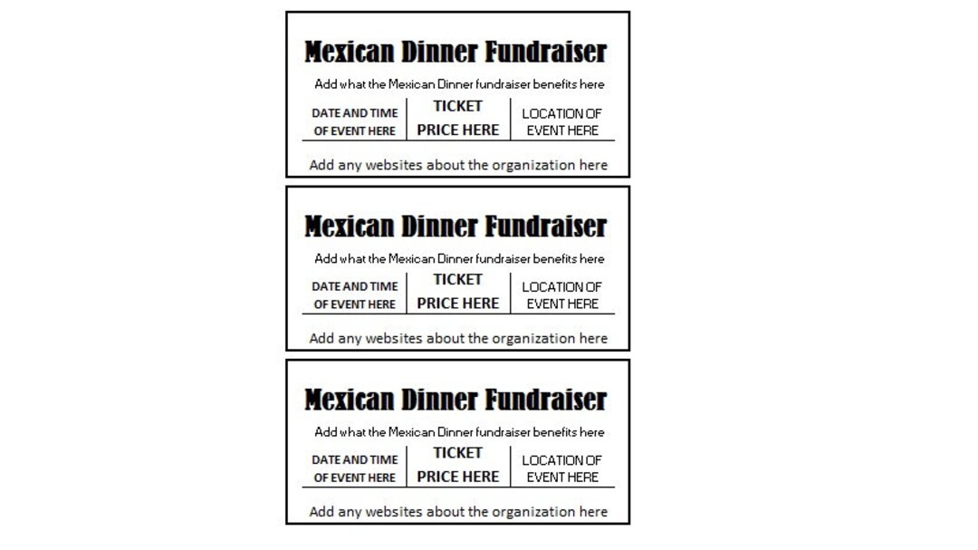 Fundraiser Ticket, Mexican Dinner Fundraiser Ticket, Mexican Dinner ...
