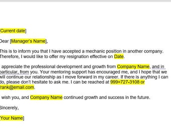 Mechanic Resignation - Etsy Australia