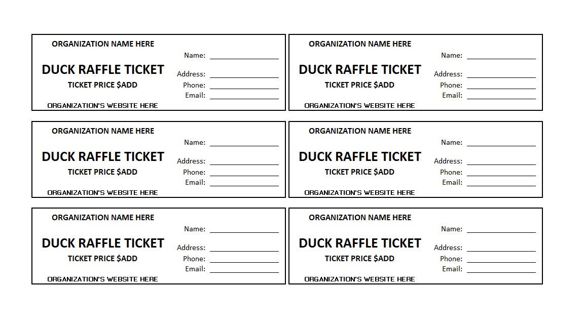 Editable Duck Raffle Ticket, Duck Raffle, Enter to Win Printable Ticket ...