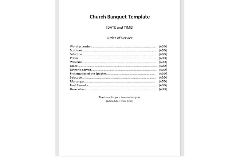 Editable Church Banquet Program Template, Church Banquet Program ...