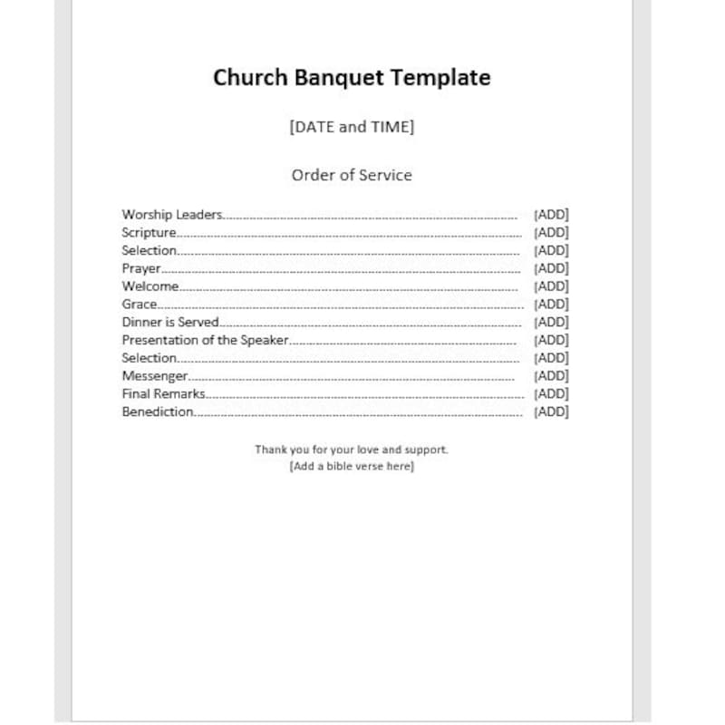 Church Program Template - Etsy