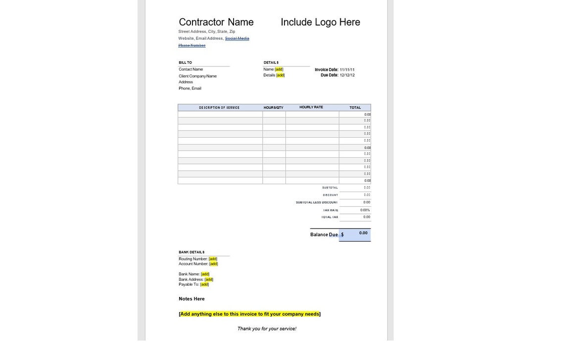 Editable Independent Contractor Invoice Template, Independent ...