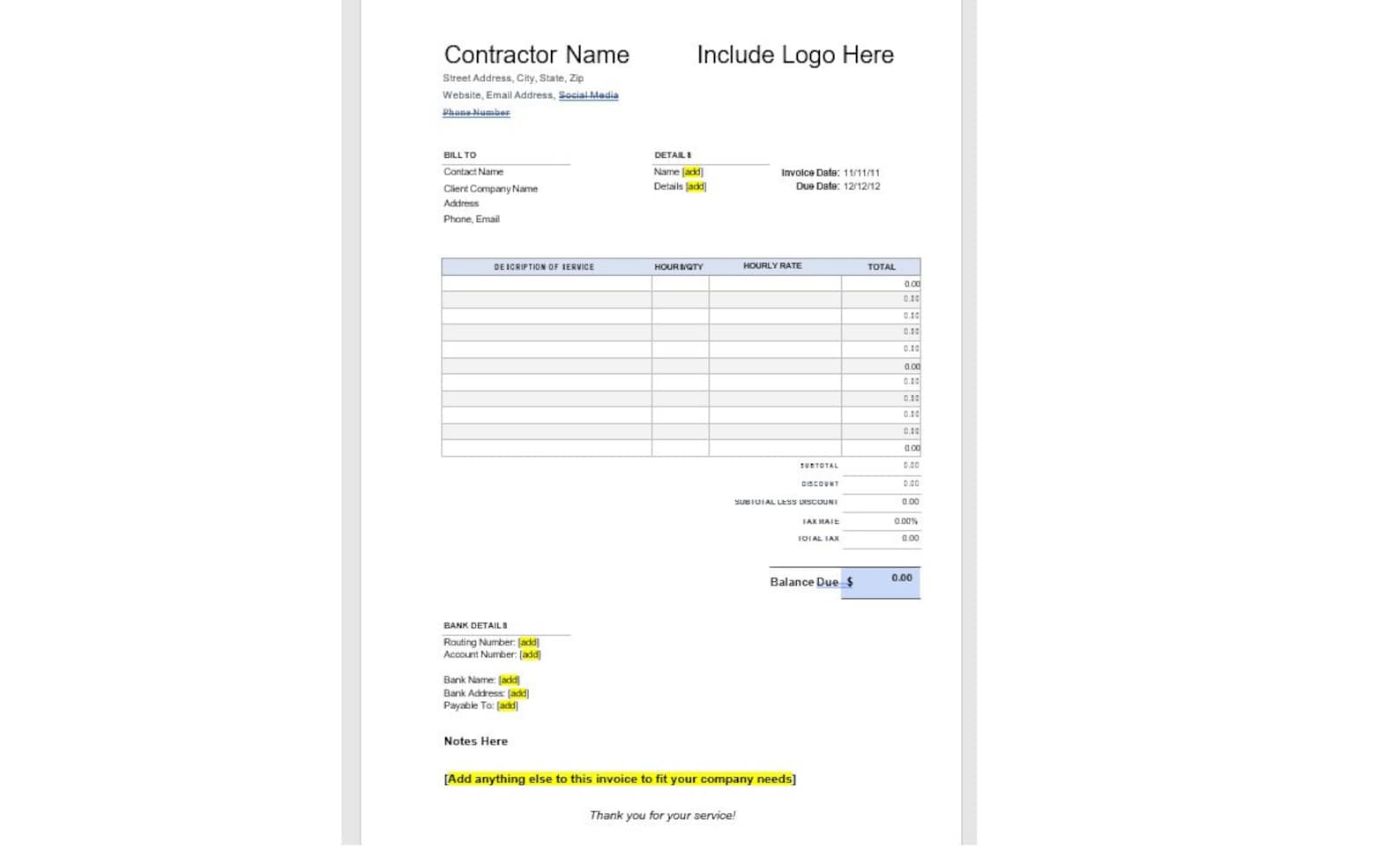 Editable Independent Contractor Invoice Template, Independent ...