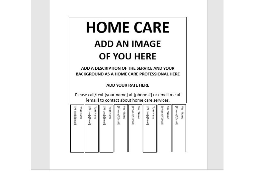 Editable Home Care Tear-off Flyer, Tear-off Flyer Template, Home Care ...