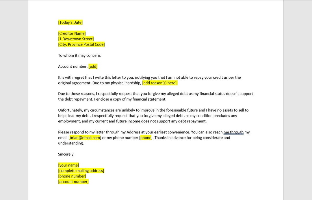 Request to Write off a Debt Letter, Request to Write off a Debt Letter ...