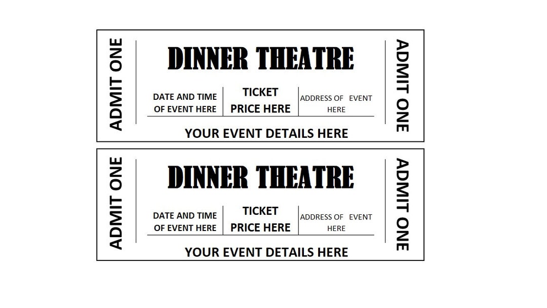 Editable Dinner Theatre Event Ticket, Event Ticket Printables, Editable ...