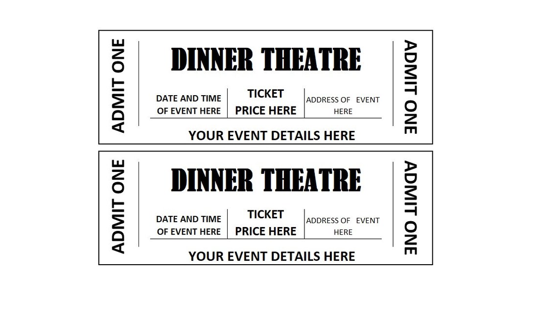 Editable Dinner Theatre Event Ticket, Event Ticket Printables, Editable ...
