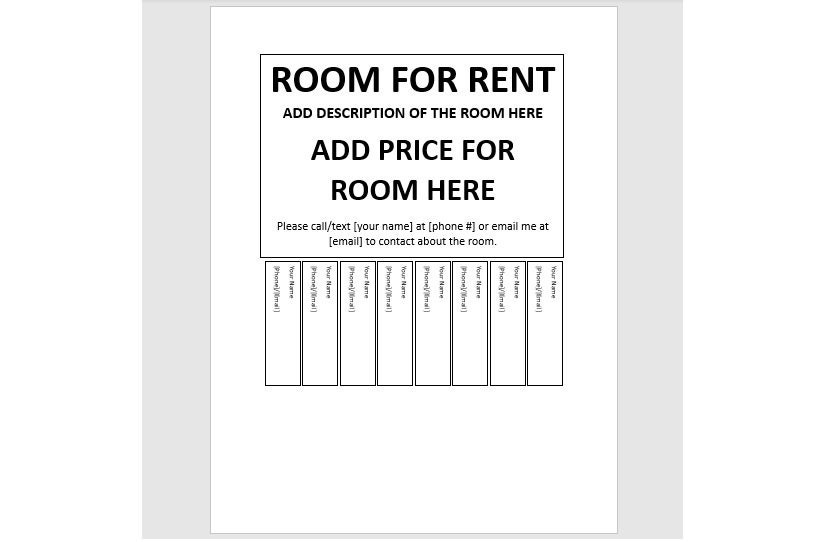 Room For Rent Flyer Template