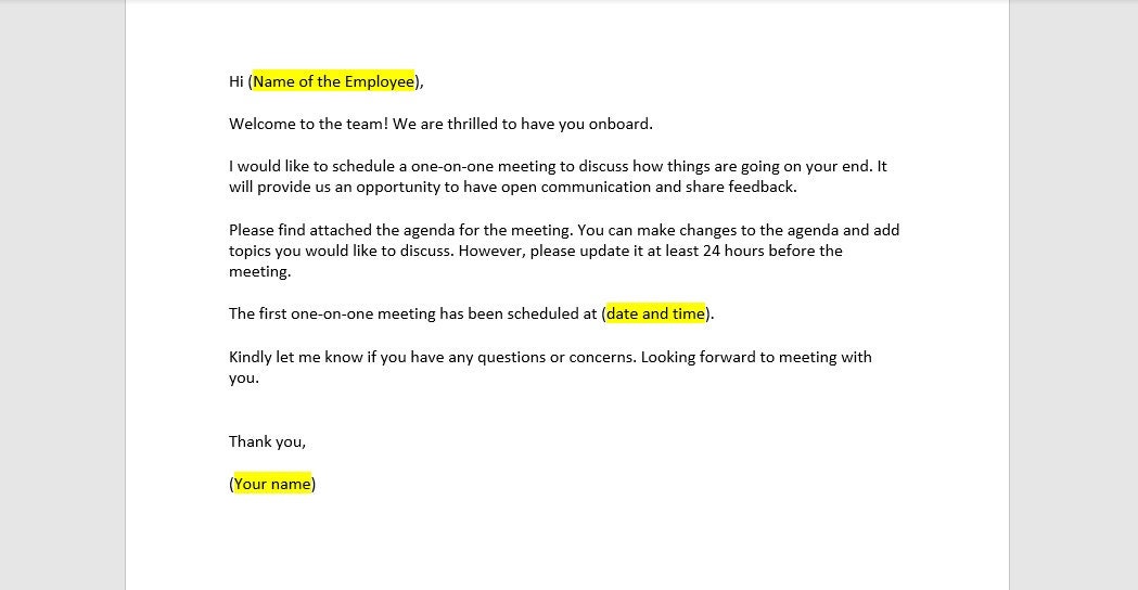 New Hire Meeting Email Invite, New Hire Email Invite, Email Invite Word ...