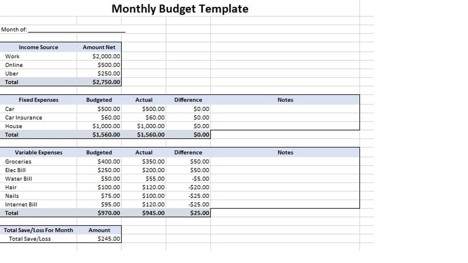 Editable Monthly Budget, Monthly Budget, Monthly Budget Template ...
