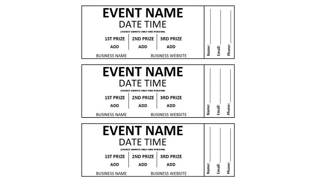 Editable Raffle Entry Form Ticket, Entry Form Printable Ticket ...