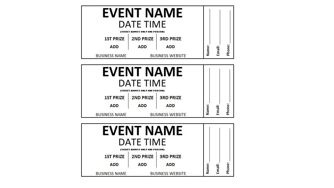 Editable Raffle Entry Form Ticket, Entry Form Printable Ticket ...