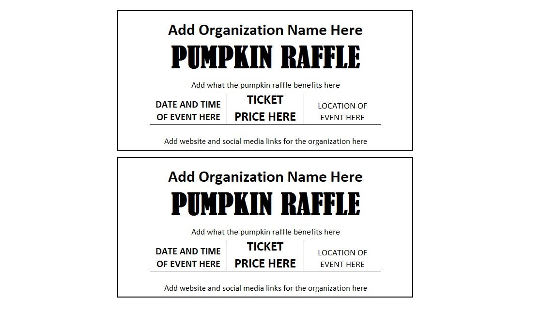 Editable Pumpkin Ticket, Pumpkin Fundraiser Ticket, Pumpkin Ticket ...