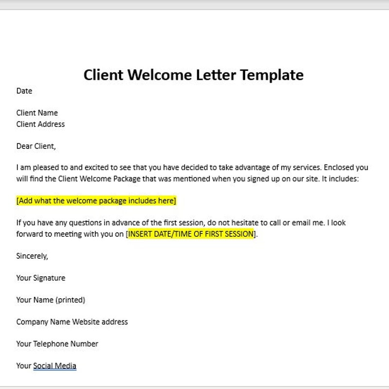 Welcome Letter - Etsy