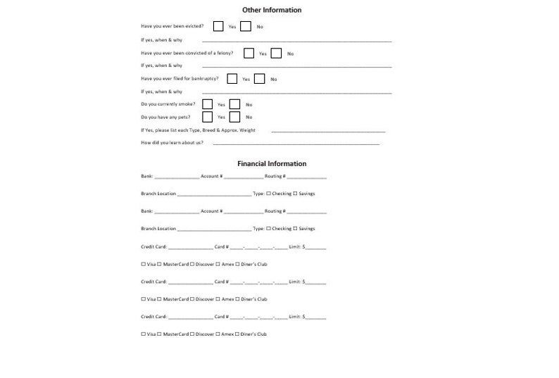 Cosigner Rental Application Template, Rental Application, Rental ...