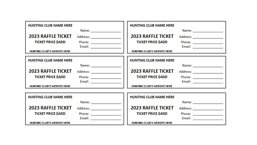 Hunting Club Printable Raffle Ticket, Enter to Win Printable Ticket ...