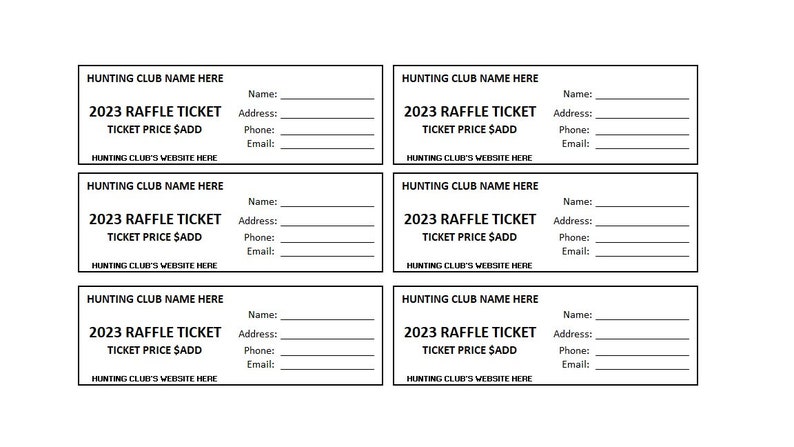 Hunting Club Printable Raffle Ticket, Enter to Win Printable Ticket ...
