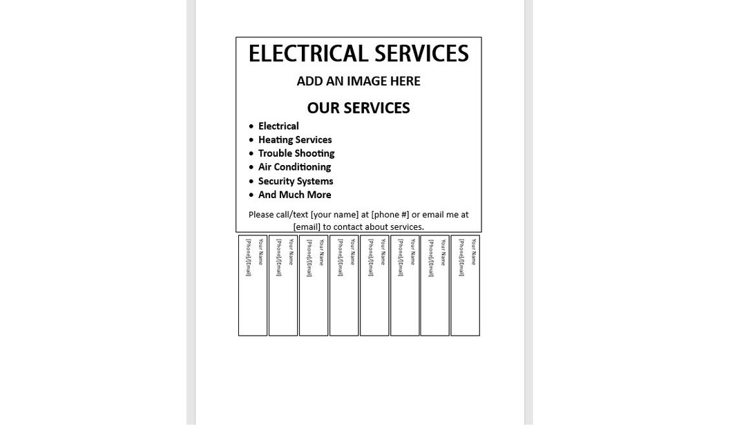 Editable Electrical Services Tear-off Flyer, Electrical Services Ad ...