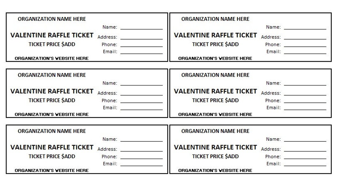 Editable Valentine Raffle Ticket, Valentine Raffle, Enter to Win ...